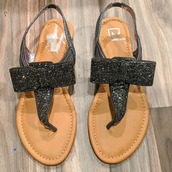Material Girl | Shoes | Material Girl Shiny Bow Obsidian Bling Sandals ...